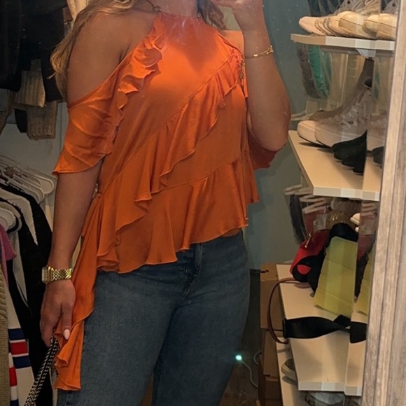 Zara | Tops | Ruffled Burnt Orange Zara Top | Poshmark